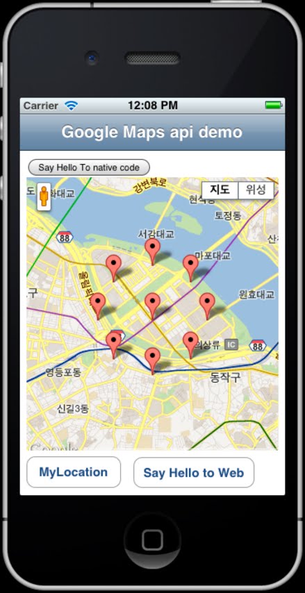 iOS에서 Google Maps Javascript V3 API 실행하기